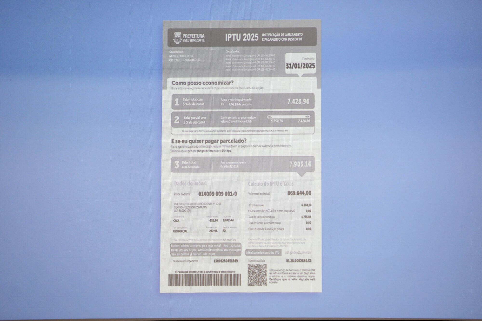 Guia de pagamento do IPTU em BH 2025 está disponível; saiba como emitir